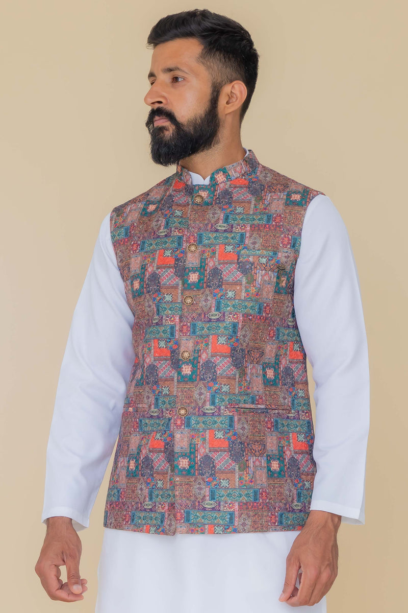 Shop MULTI MLS EMBROIDERED JAWAHAR JACKET online - 13418